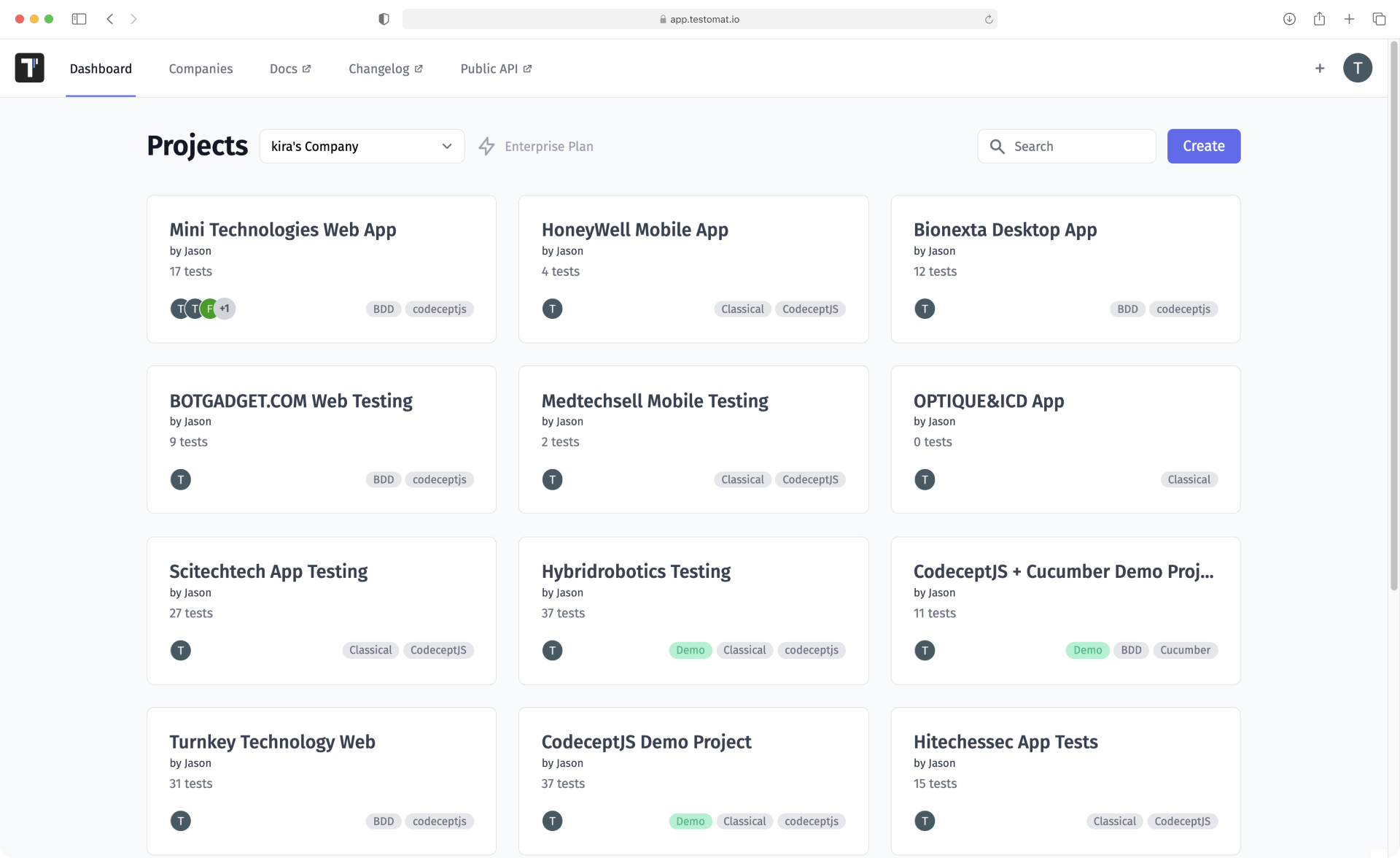 Unified Test Management Project Dashboard - Testomat.io