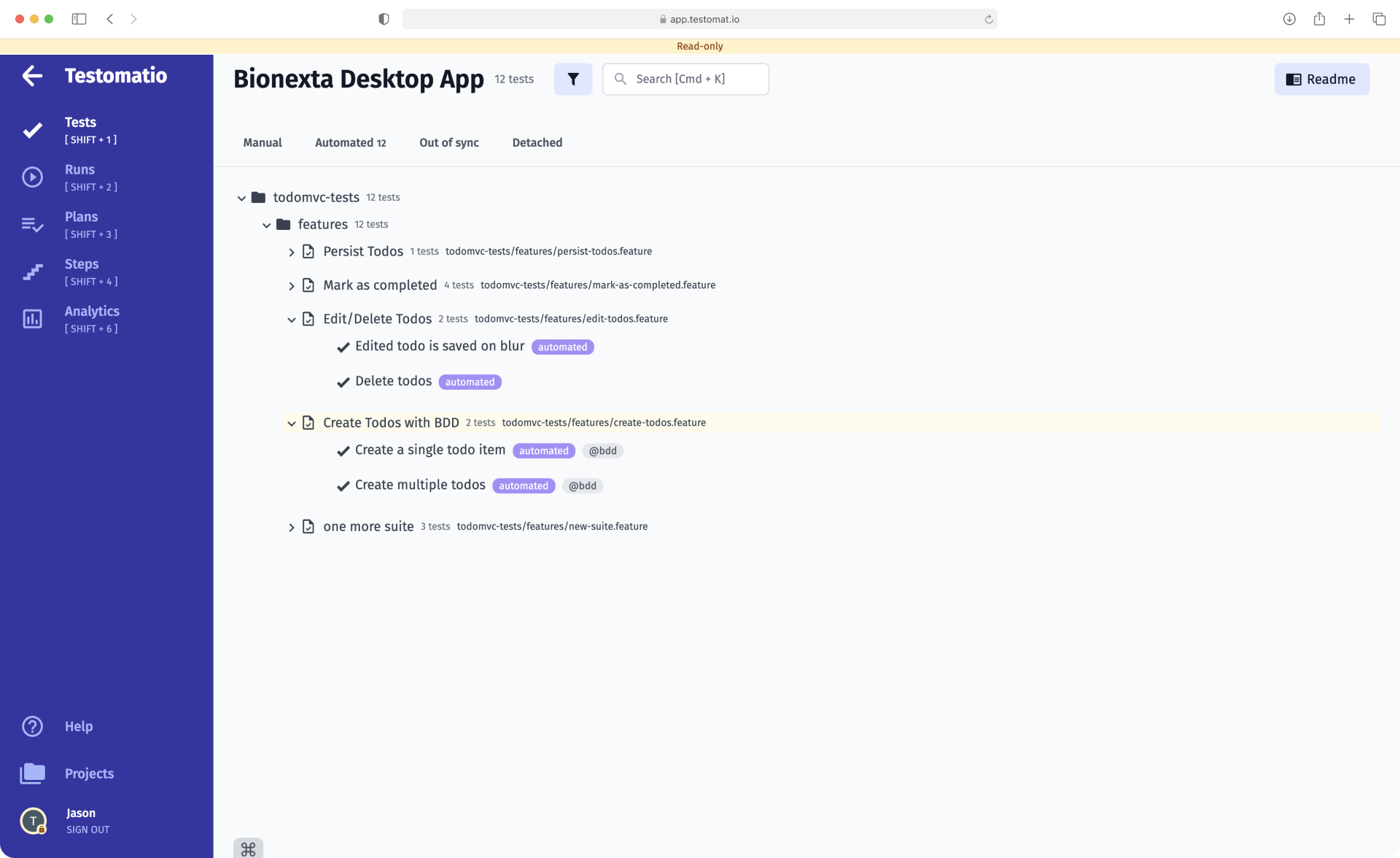 Read-only users permission to test cases and other test data | testomat.io