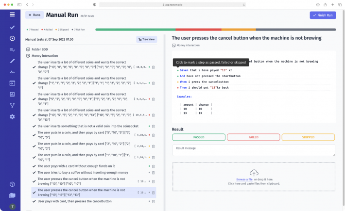 Test case execution by steps - testomat.io