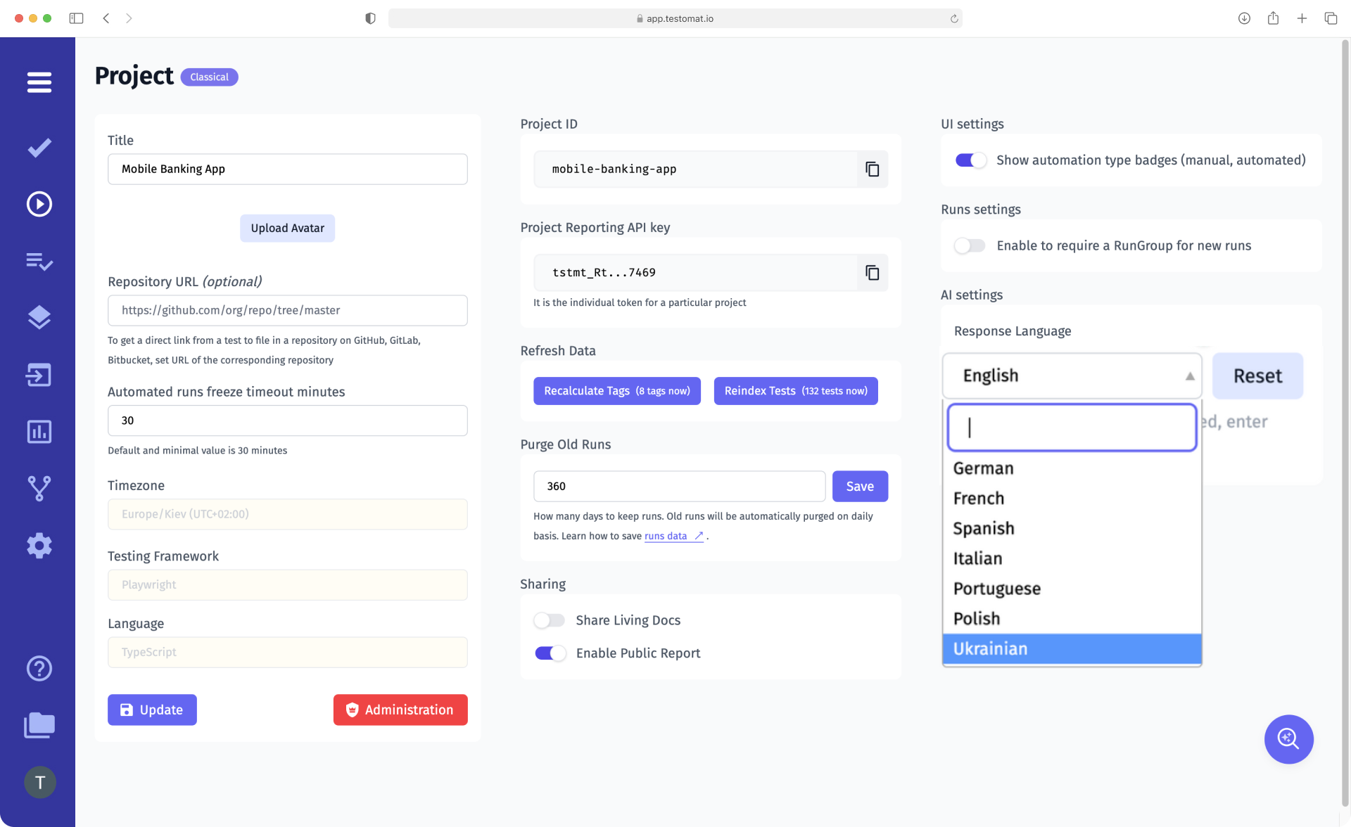 AI Response Language Customization - testomat.io